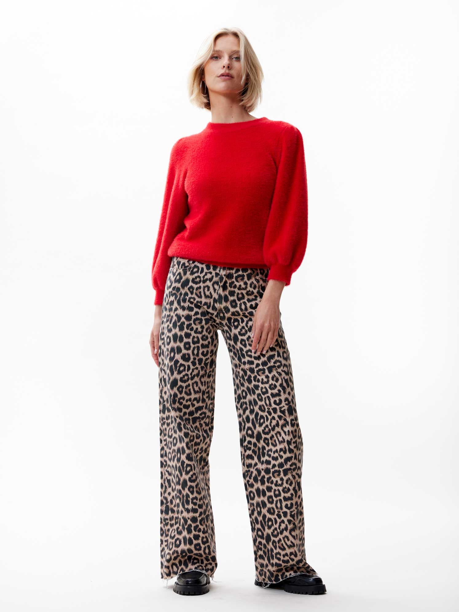 Gebreide zachte fuzzy trui | Ribbon Red – Catwalk Junkie